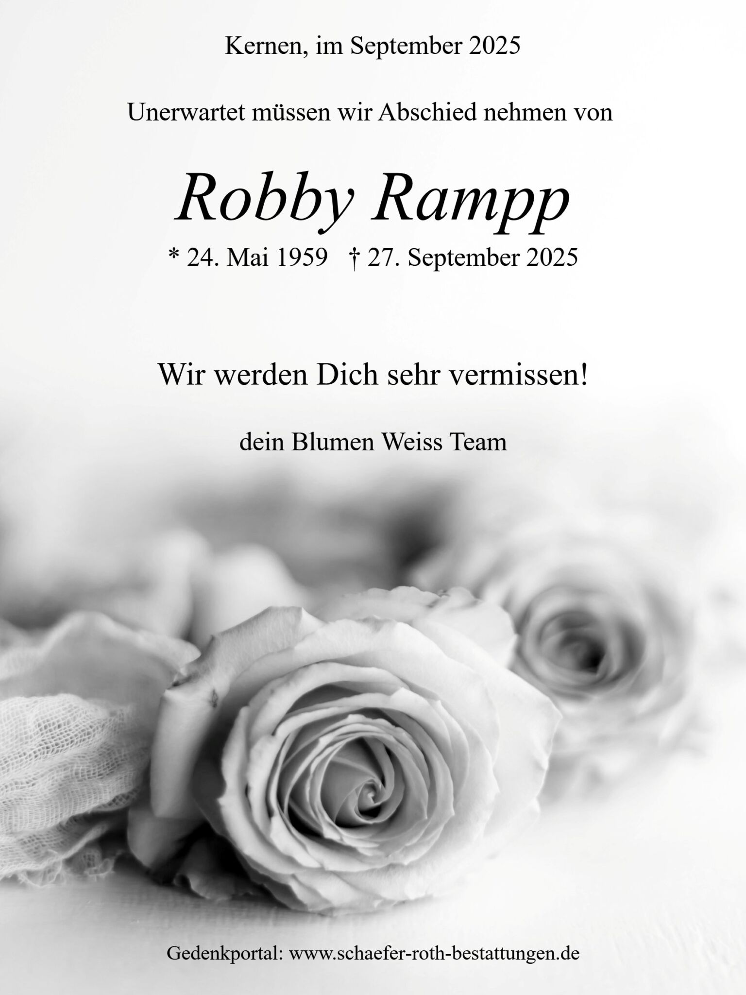 Robby Rampp - Schäfer & Roth Bestattungen